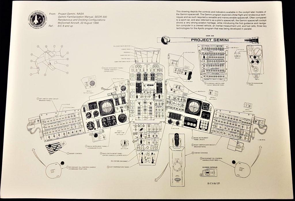 ‘Project Gemini Cockpit Controls and Indicators’ Technical Drawing ...