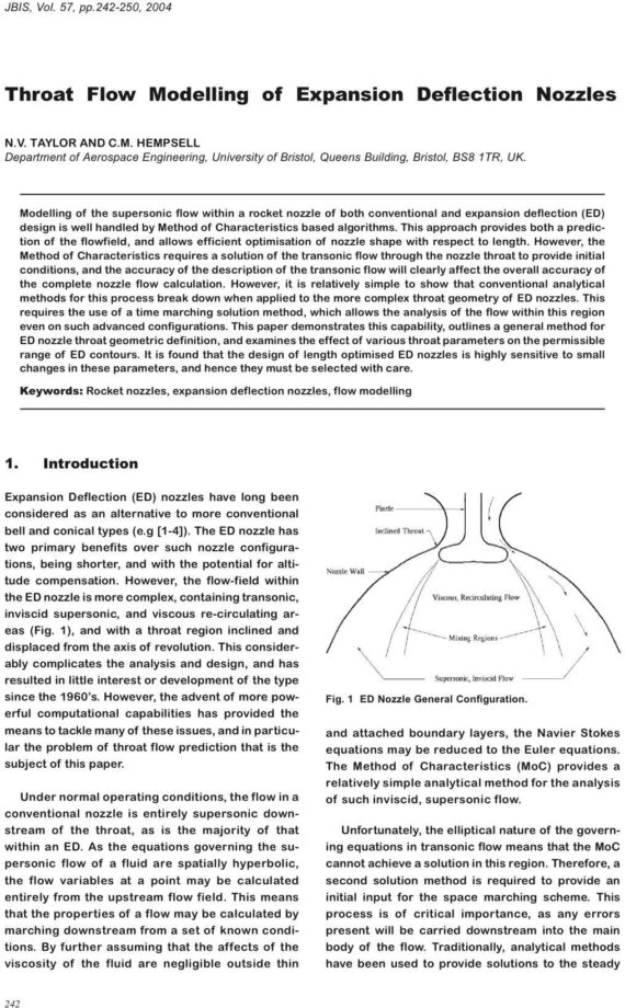 Throat Flow Modelling of Expansion Deflection Nozzles – BIS Shop