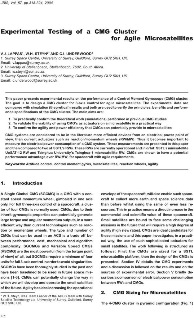 Experimental Testing of a CMG Cluster for Agile Microsatellites – BIS Shop
