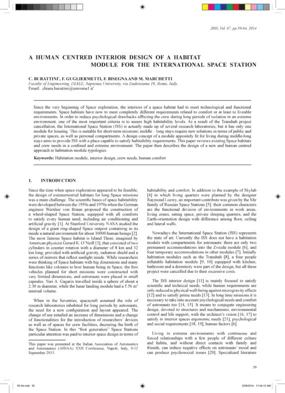 A Human Centred Interior Design of a Habitat Module for the ...