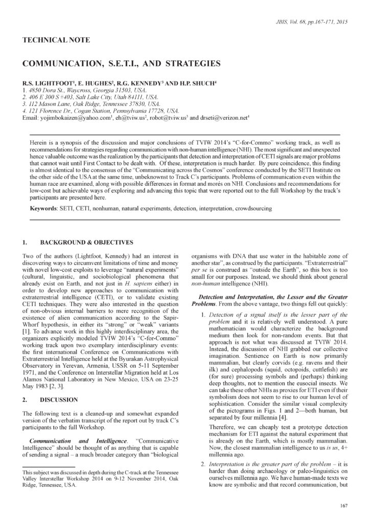 Communication, SETI and Strategies – BIS Shop