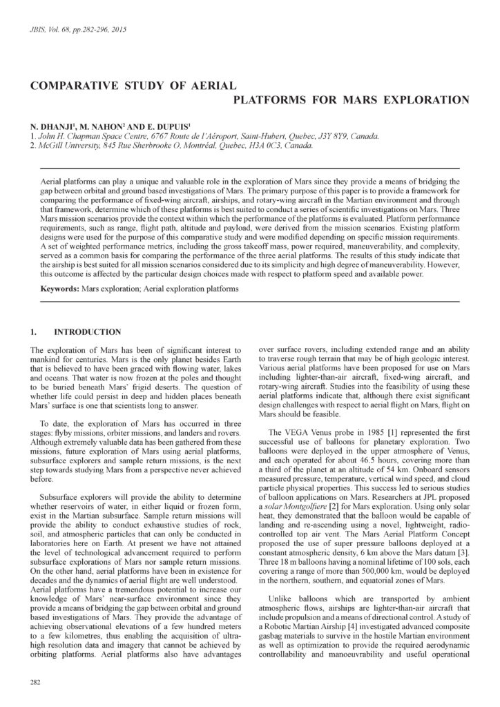 Comparative Study of Aerial Platforms for Mars Exploration – BIS Shop