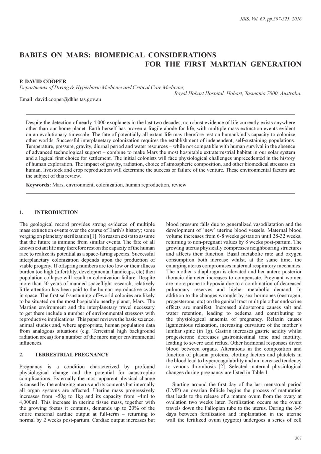 Babies on Mars: Biomedical Considerations for the First Martian ...