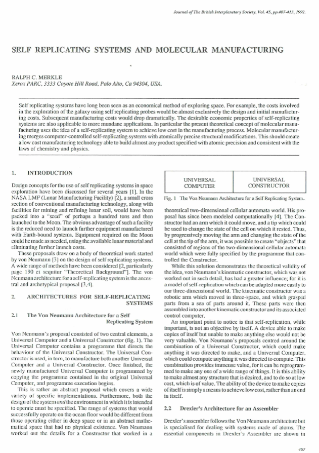 Self Replicating Systems And Molecular Manufacturing – BIS Shop