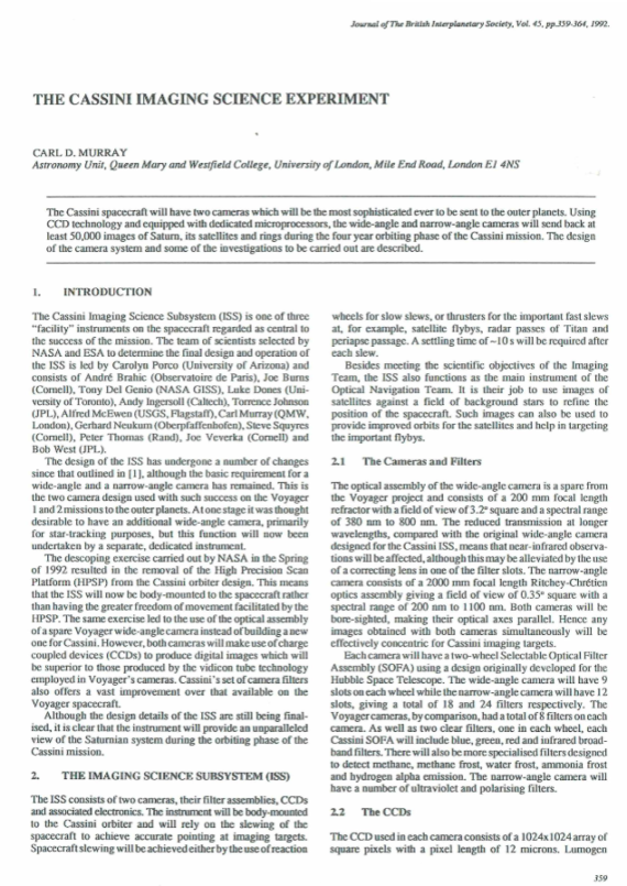 The Cassini Imaging Science Experiment – BIS Shop
