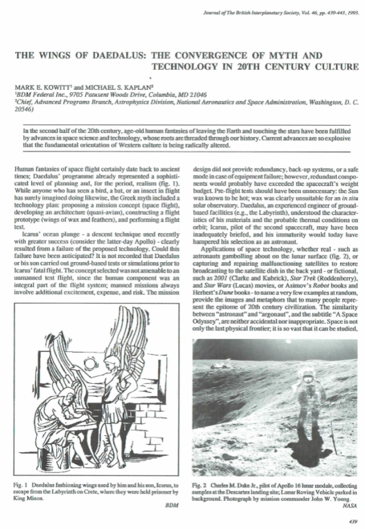 The Wings Of Daedalus: The Convergence Of Myth And Technology In 20th ...